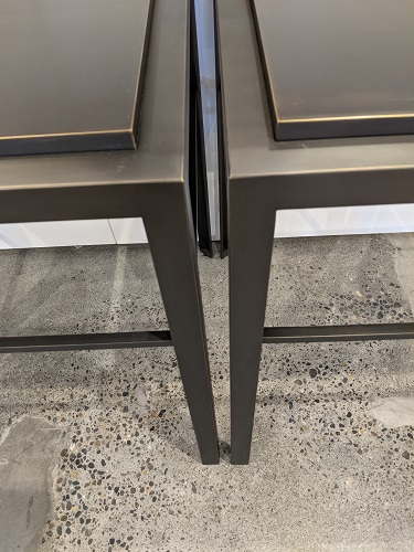 Detail of steel side tables – Modele's Home Furnishings